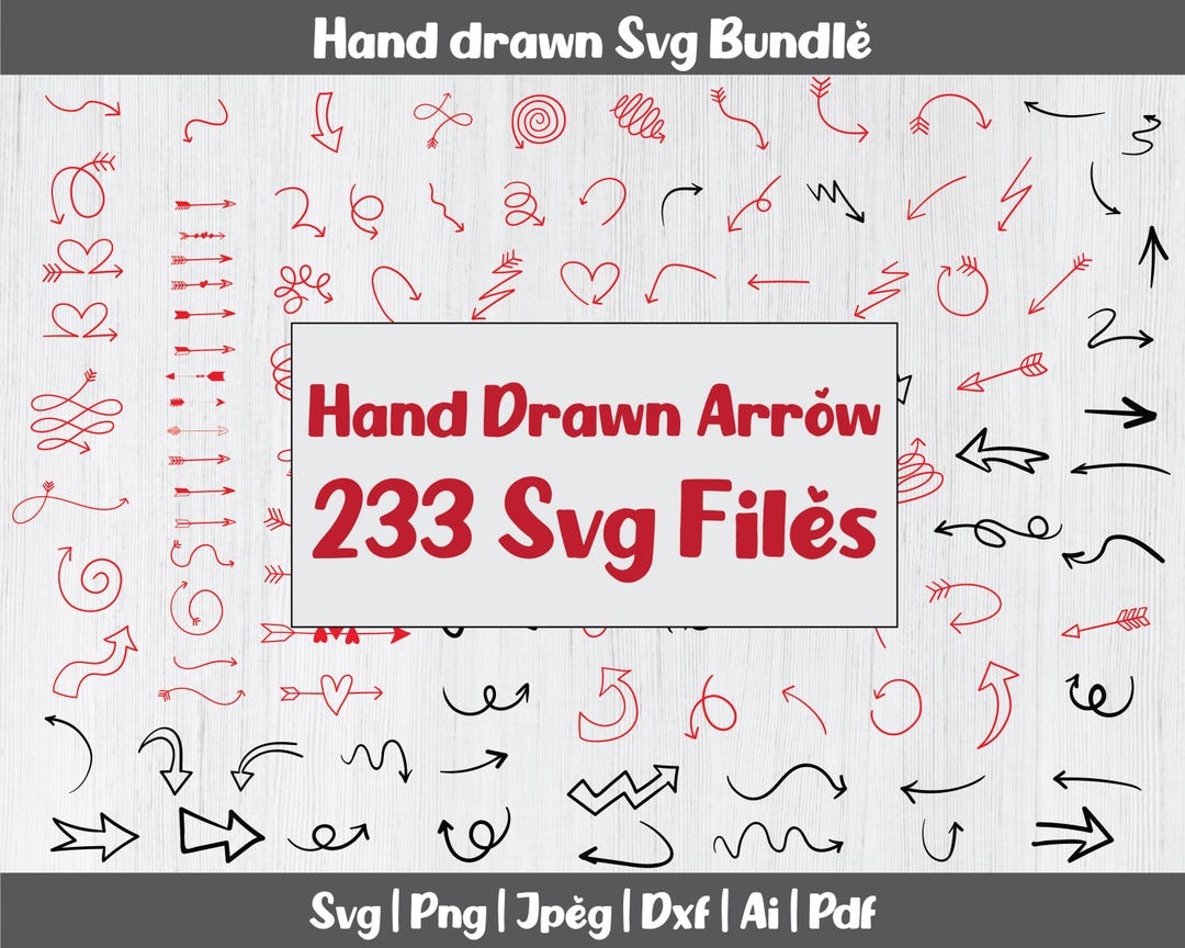 Hand Drawn Arrows SVG Bundle, Arrow Clipart, Arrows Png Files, Doodle ...