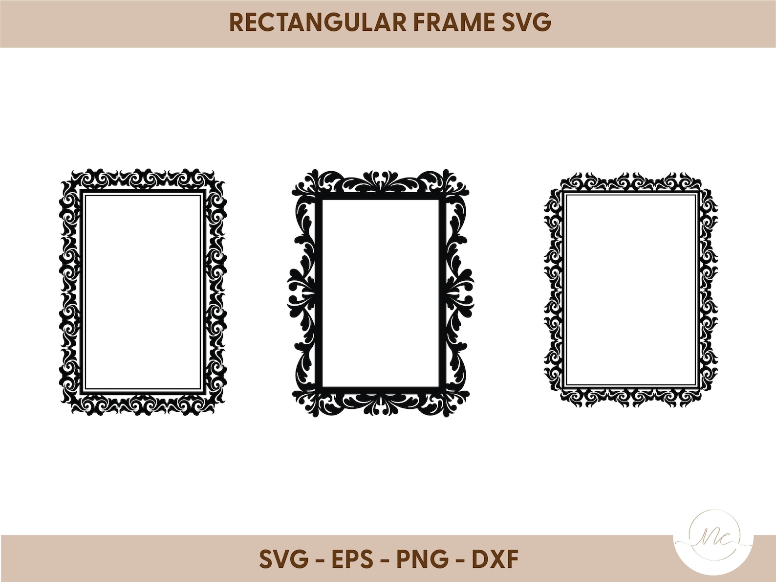 Elegant Rectangular Frame SVG Bundle: Ornamental Border Cut Files - Etsy