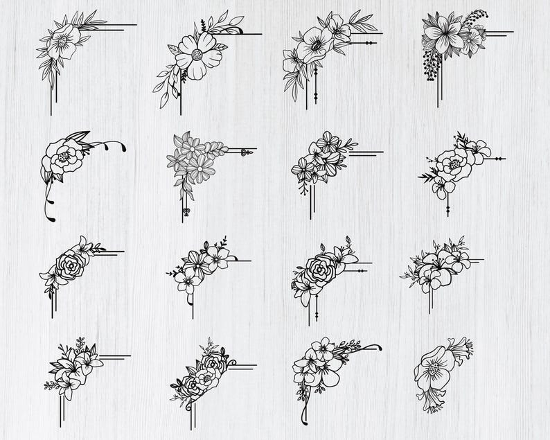 Floral Corner SVG Bundle: Decorative Border Frames (digital Download ...