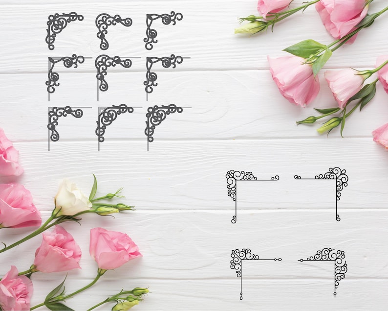 Floral Corner SVG Bundle: Decorative Border Frames (digital Download ...