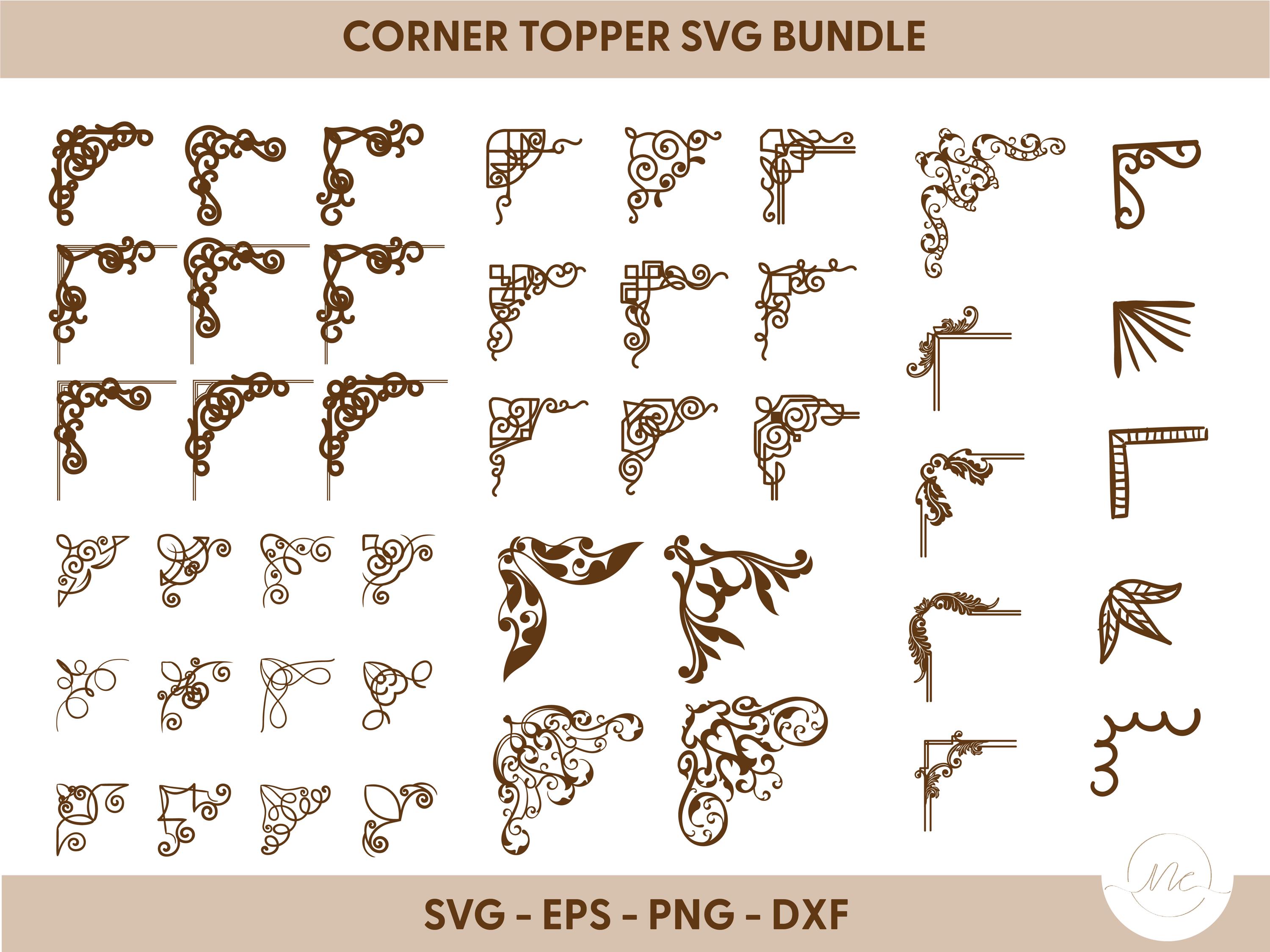 Floral Corner SVG Bundle: Decorative Page Border Designs (instant ...
