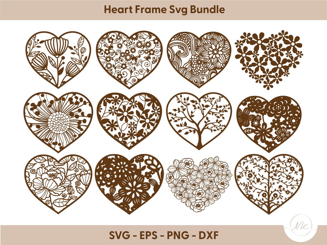 Floral Heart Frame Svg | Heart Frame Cut File | Decorative Heart SVG ...