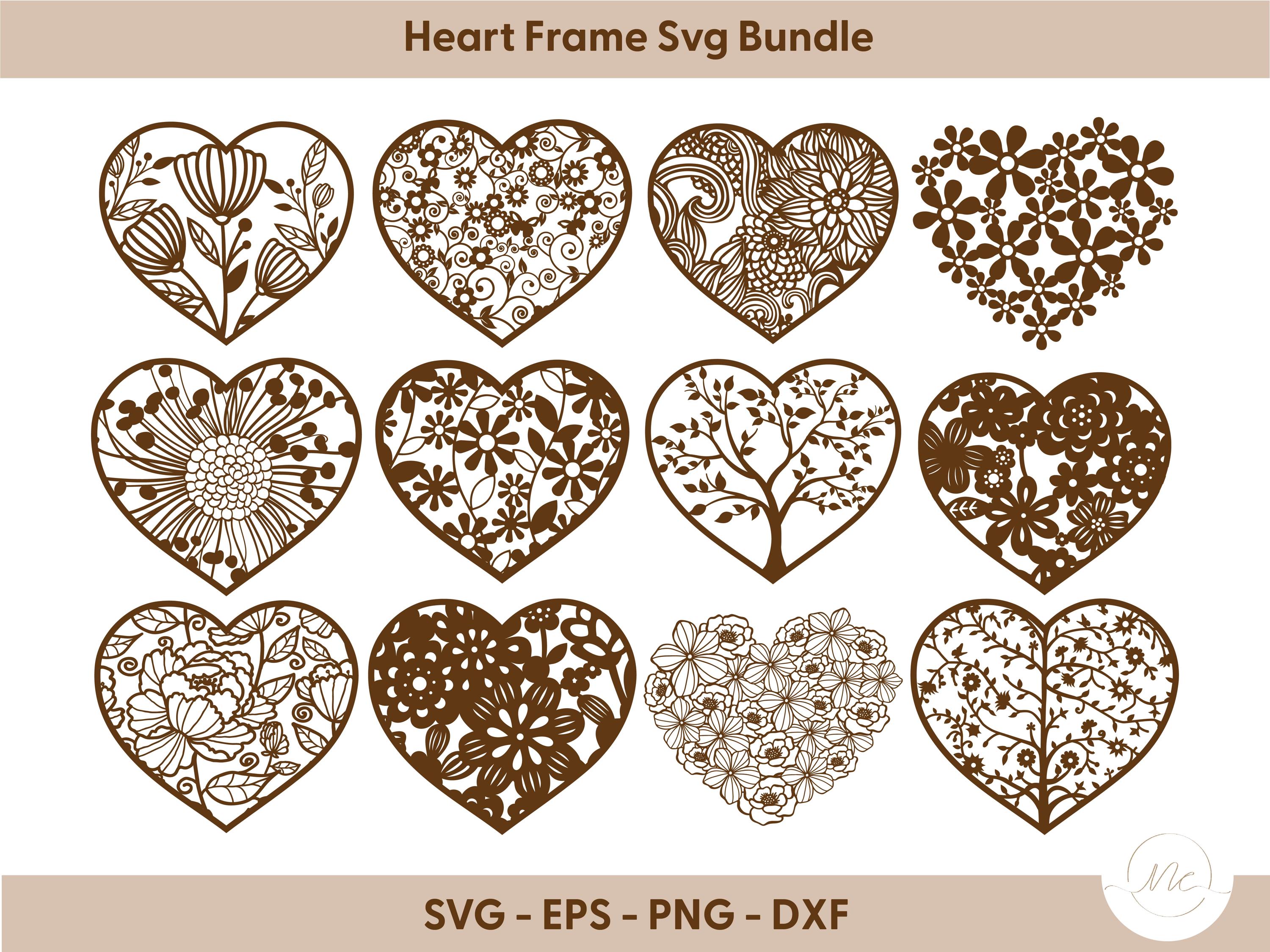 Floral Heart Frame Svg | Heart Frame Cut File | Decorative Heart SVG ...