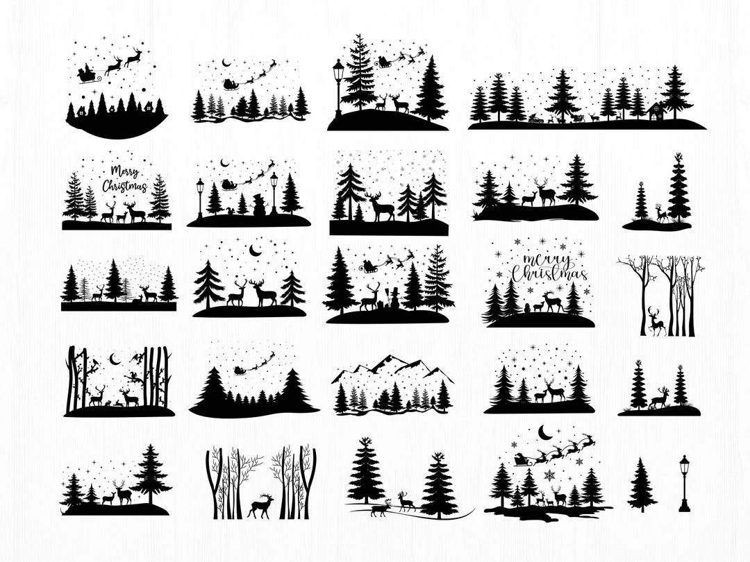 Winter Christmas Scene SVG Bundle: Cut Files (digital Download - Etsy