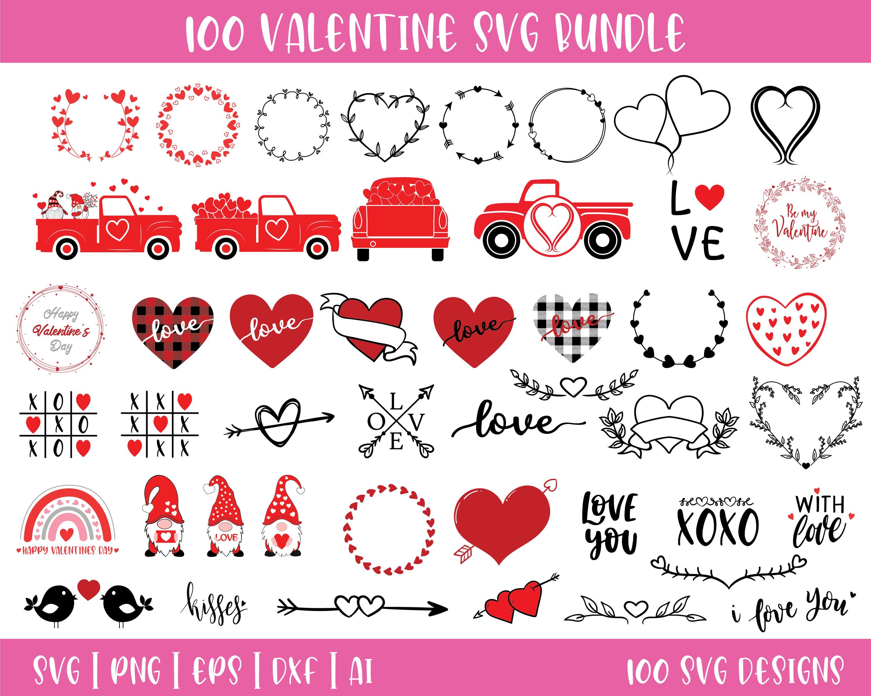 Valentine SVG Bundle: Love & Heart Designs (100 Files) - Etsy