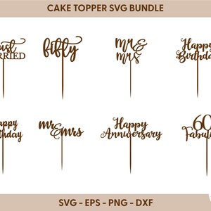 Paquete SVG de adornos para tartas: cumpleaños, boda y aniversario ...