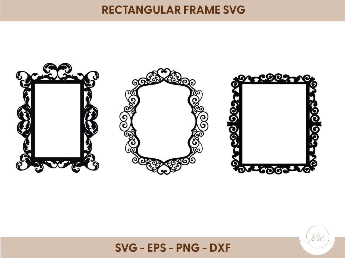 Rectangular Frame Svg Bundle | Decorative Frame SVG | Ornamental Frame ...