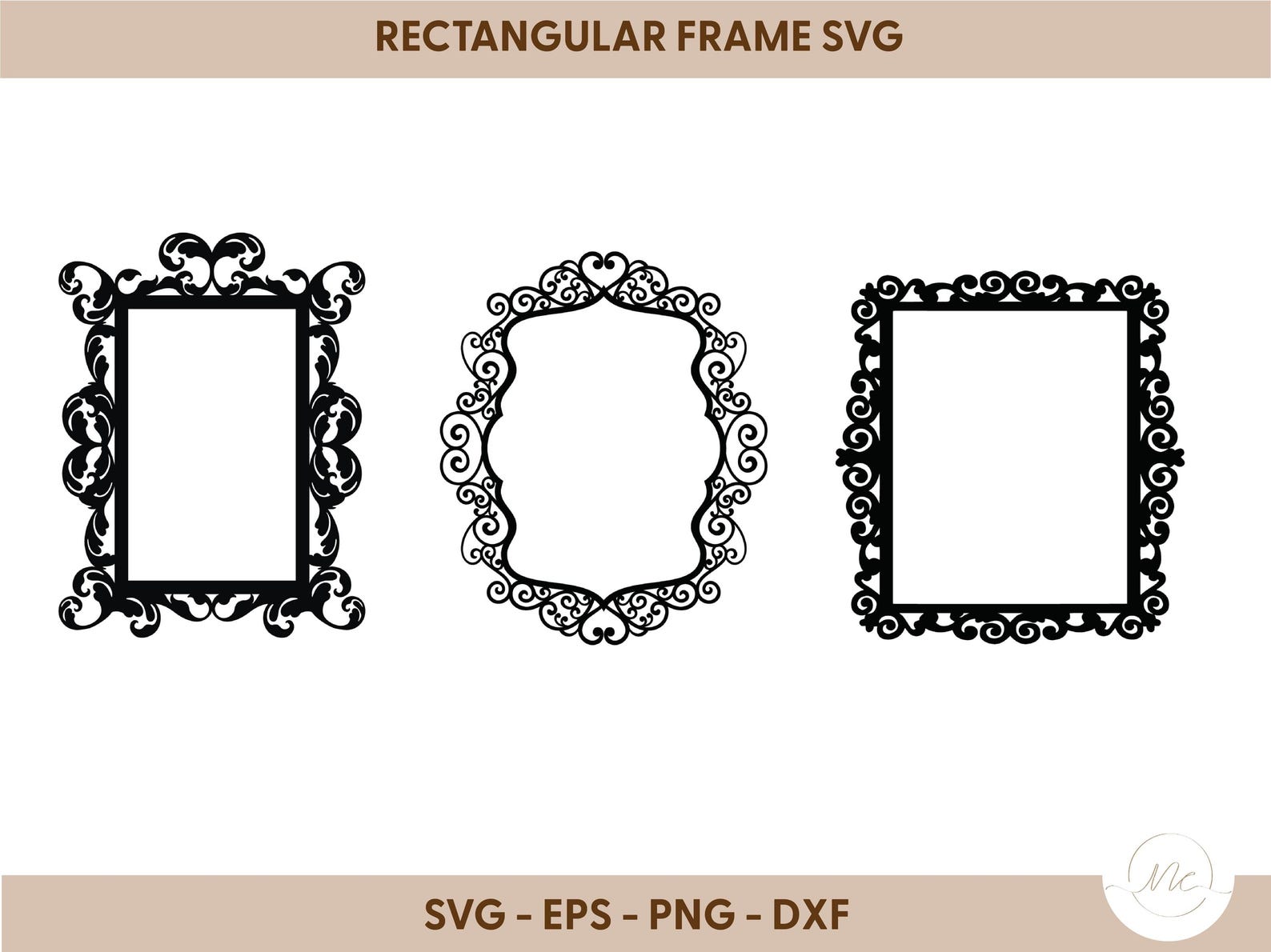 Elegant Rectangular Frame SVG Bundle: Ornamental Border Cut Files - Etsy