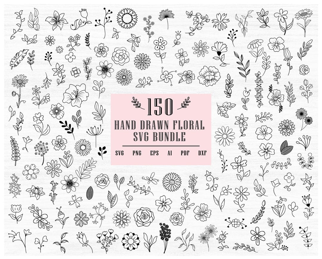 Wildflower SVG Bundle, Hand Drawn Floral Svg Bundle, Clipart Flowers ...