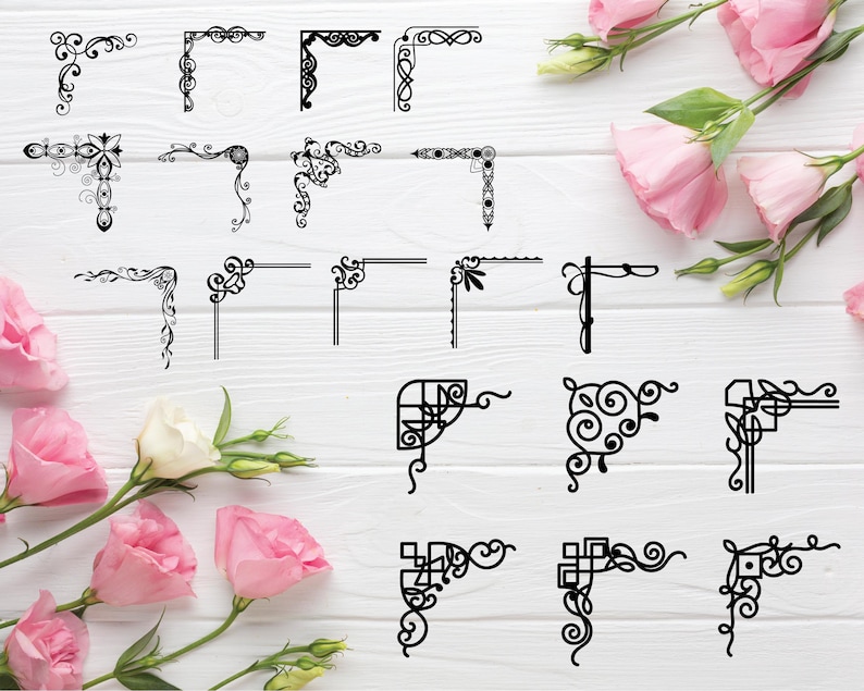 Floral Corner SVG Bundle: Decorative Border Frames (digital Download ...