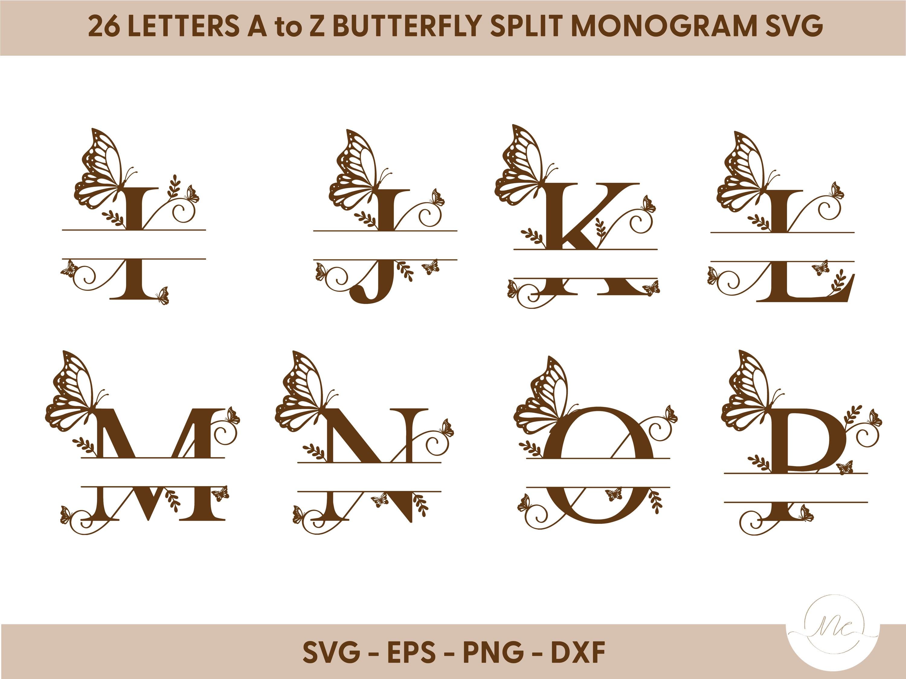 Butterfly Split Monogram SVG | Floral Letter Clipart | Alphabet SVG ...
