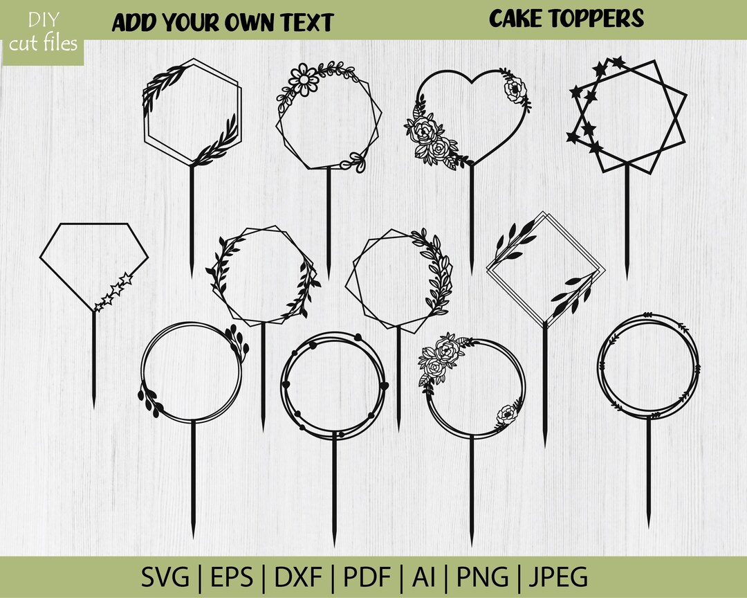 Floral Wreath Cake Topper SVG Bundle: Laser Cut Designs (digital ...