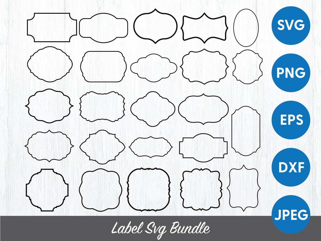 Label Frames SVG Bundle, Banner Clipart, Tags Clip Art, Label Frame ...