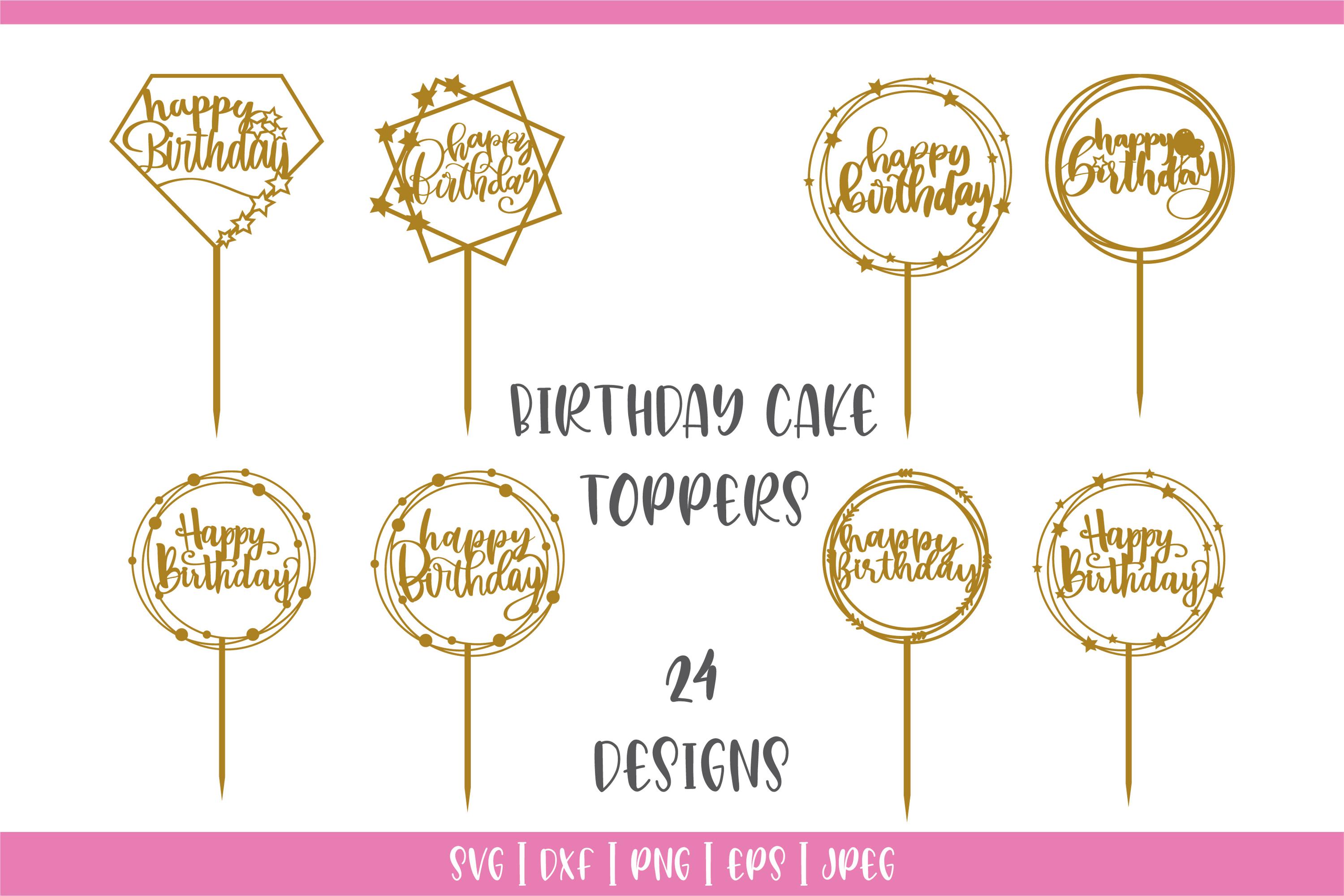 Happy Birthday Cake Topper SVG Bundle: Laser Cut Files - Etsy