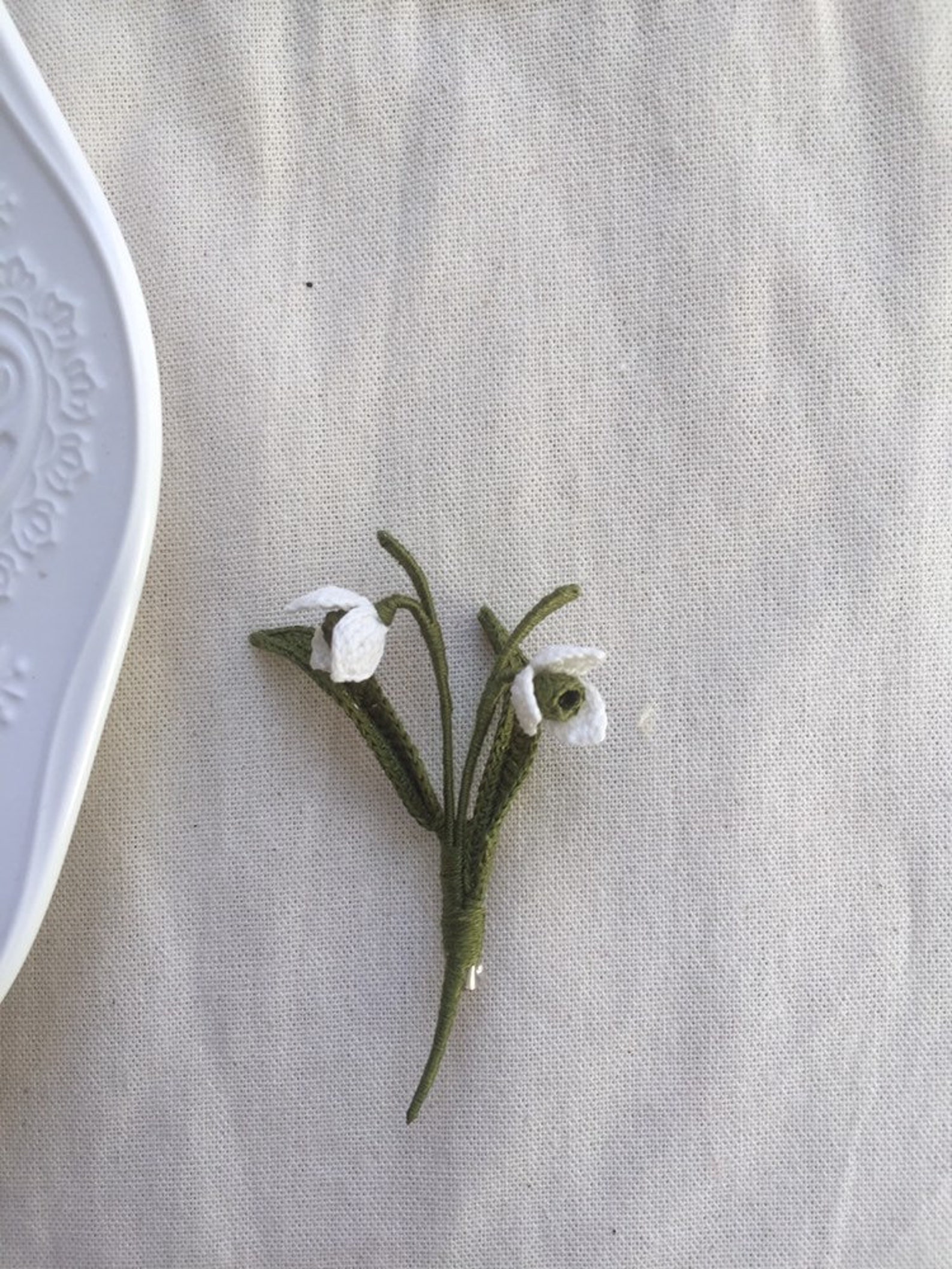 Snowdrops Crochet Brooch White Flowers Crochet Handmade Gift - Etsy