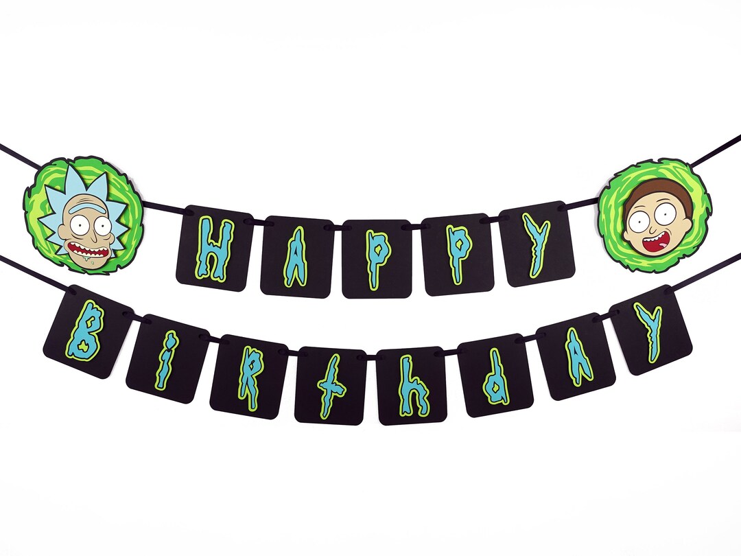 Rick and Morty Happy Birthday Banner - Party Decorations - Not Digital ...