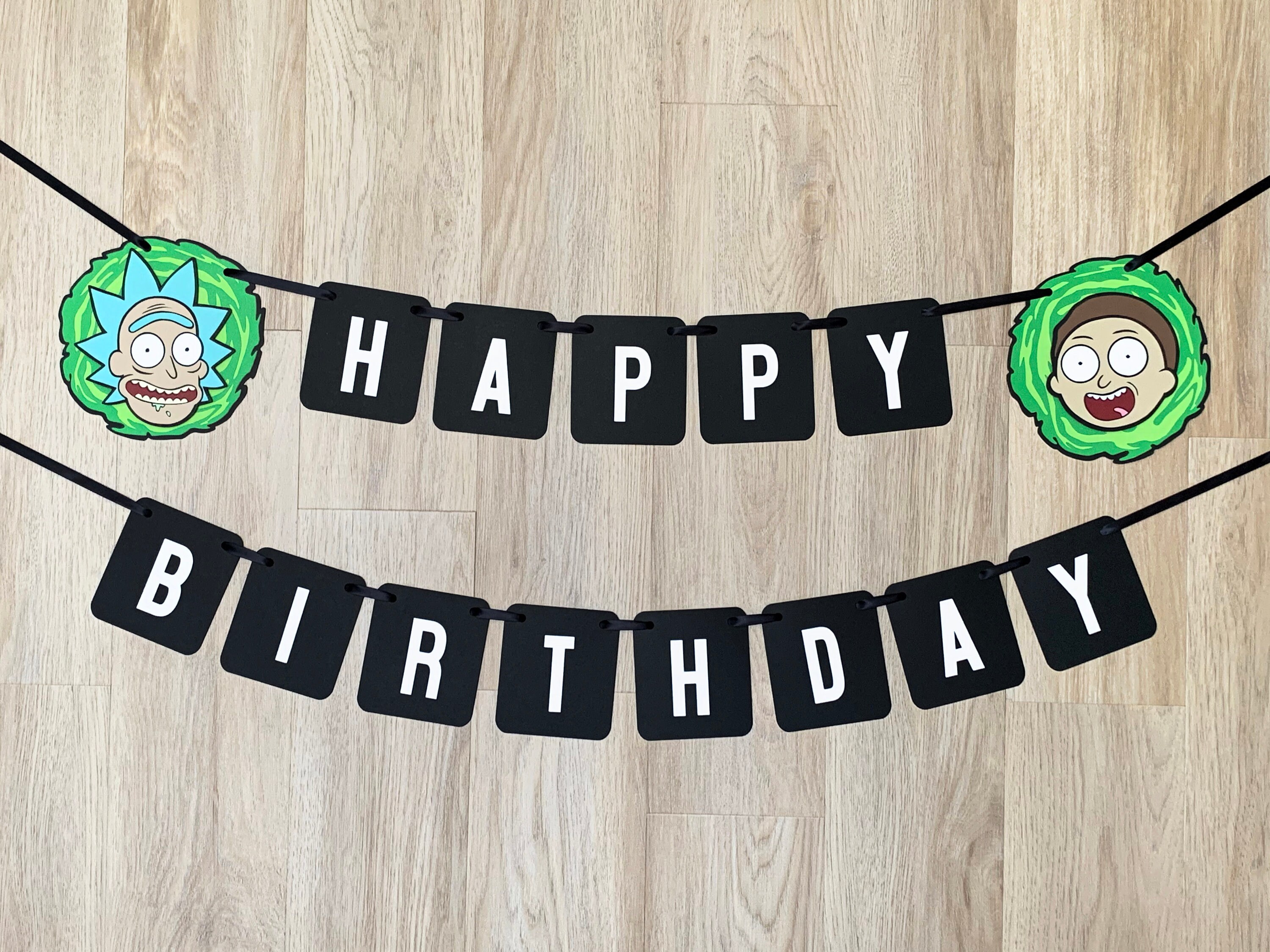 Rick and Morty Happy Birthday Banner Party Decorations Not - Etsy India