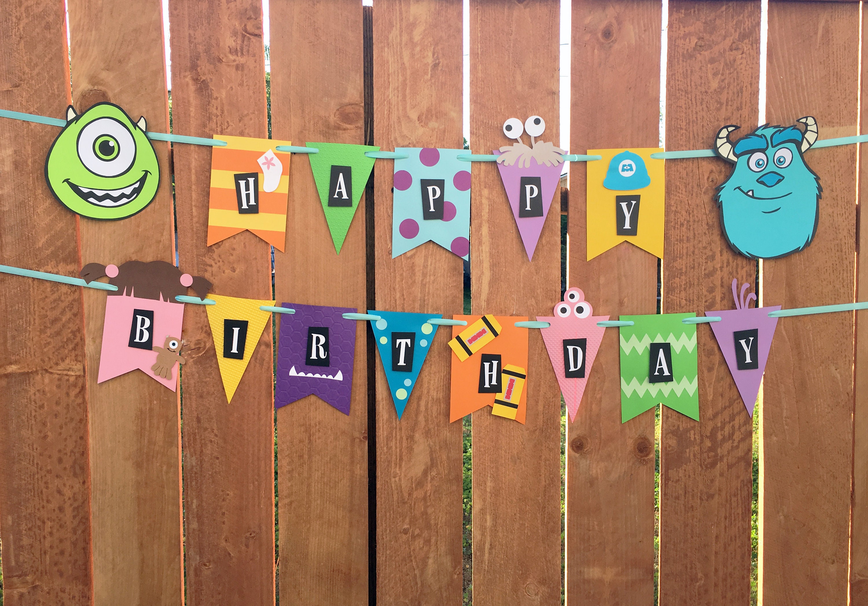 Monsters Inc Inspired Happy Birthday Banner Disney Pixar | Etsy