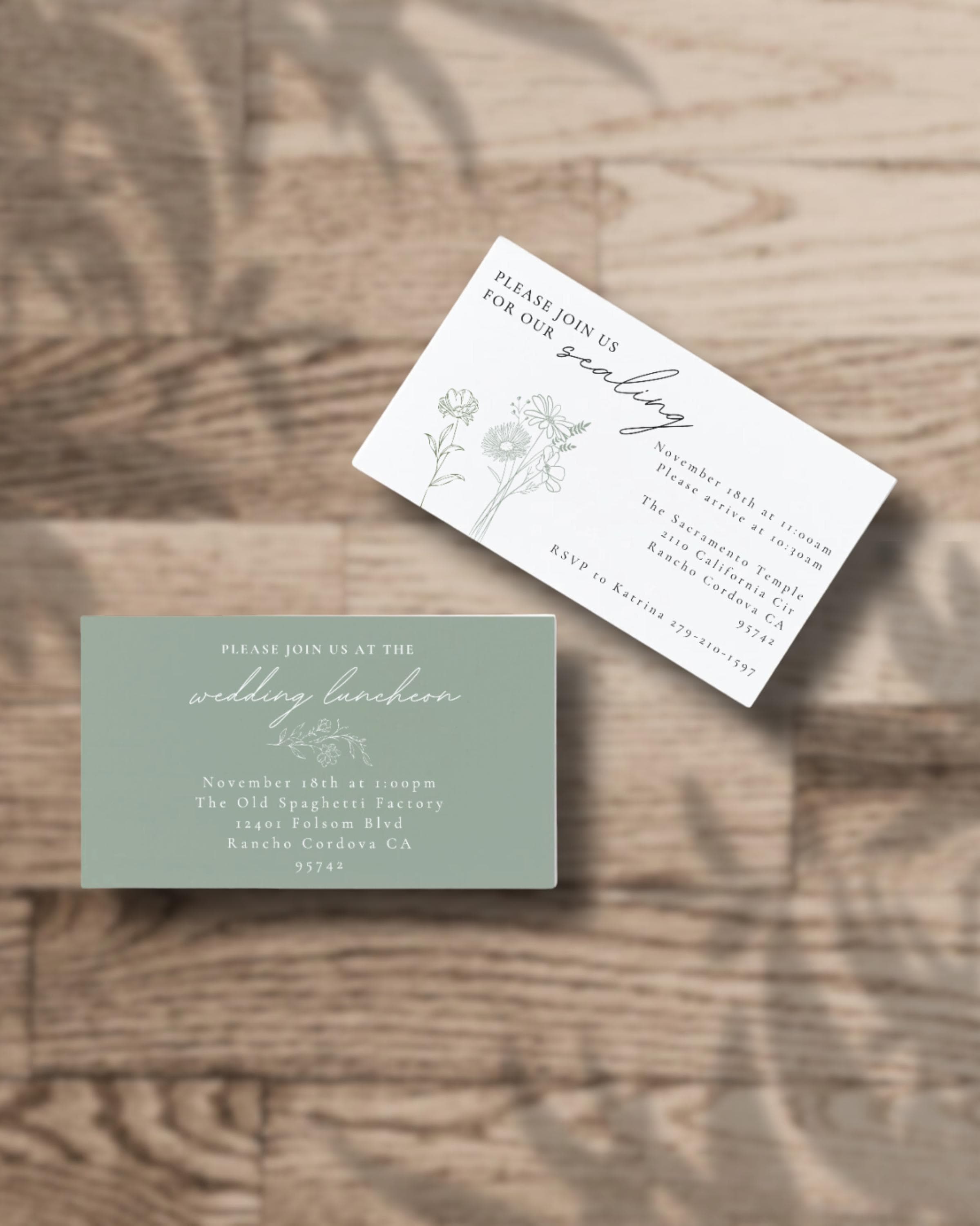 LDS Wedding Invitation, LDS Temple Sealing Insert Card, Sealing Card ...