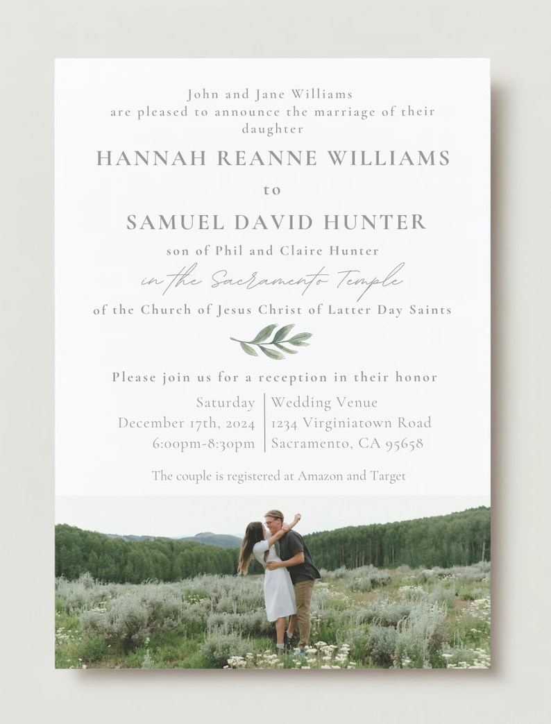 Wedding Invitation, LDS Wedding, LDS Sealing, Invitation Template - Etsy
