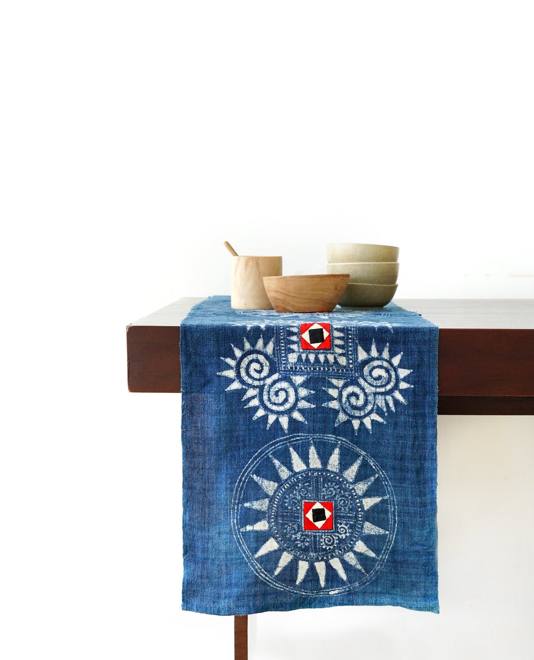 Indigo Batik Table Runner | Naturally Dyed Table Linens, Handmade ...