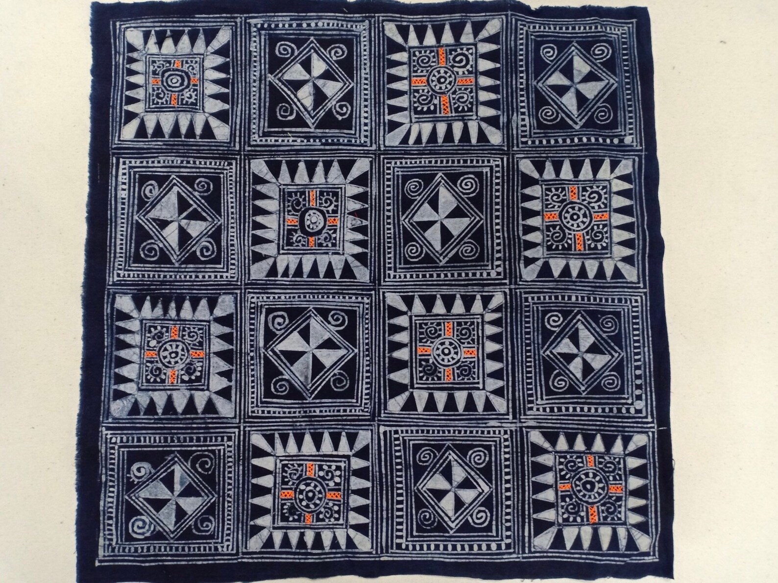 Tribal Hand Drawn Wall Hanging Hmong Hill Tribe Tapestry, Handmade Wall ...