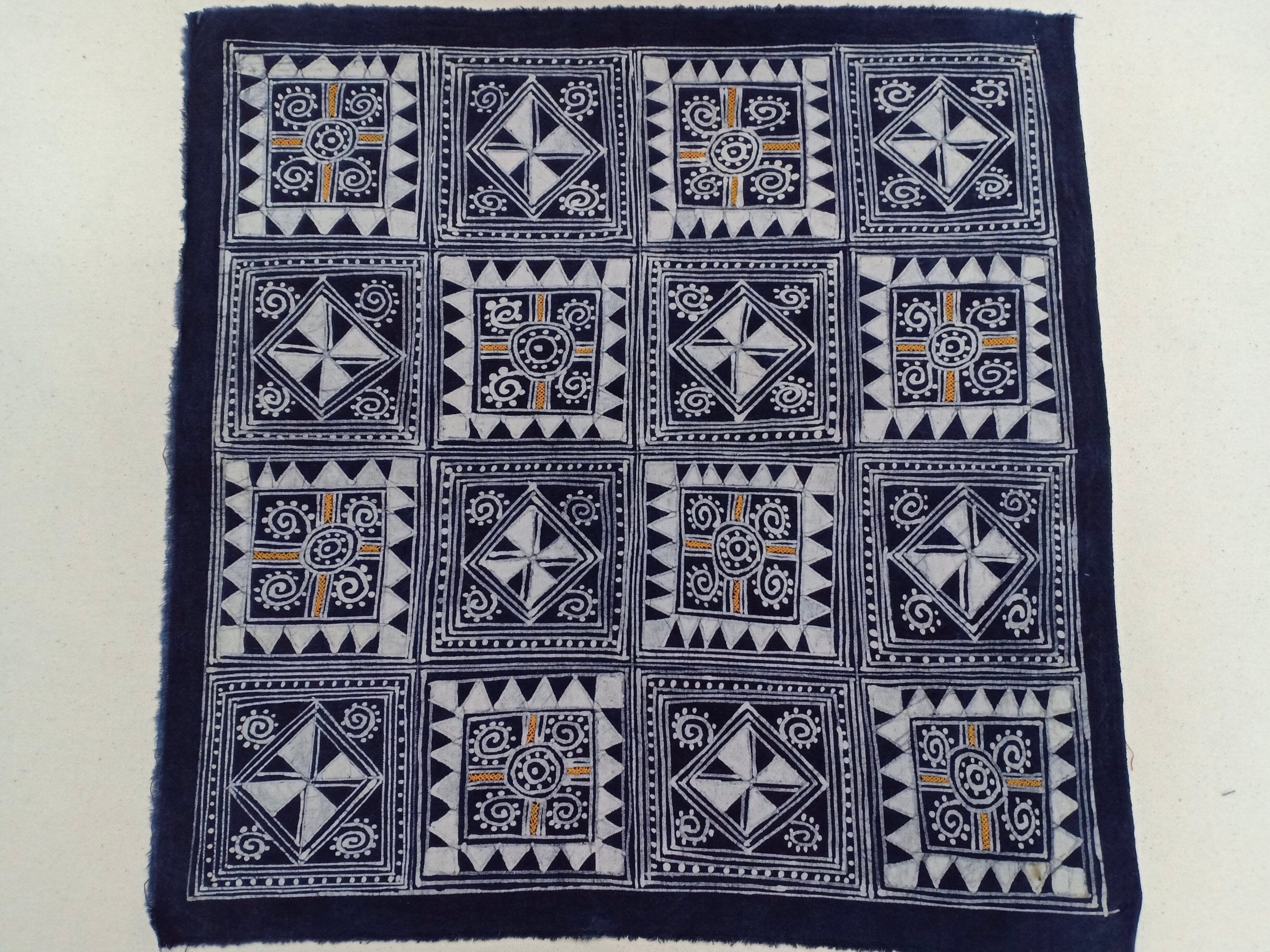 Square Tribal Fabric Hmong Hill Tribe Tapestry, Vintage Handmade Wall ...