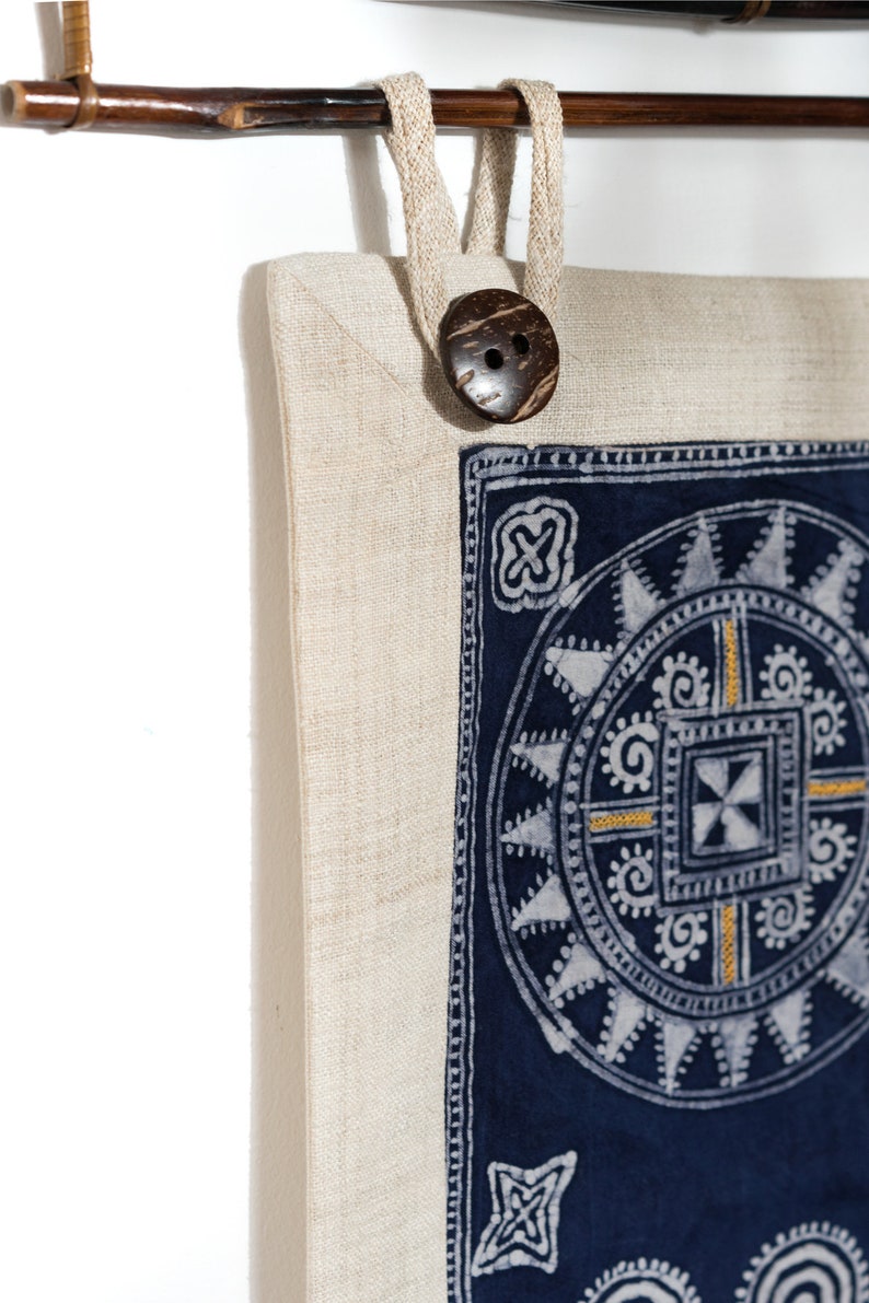 Hmong Hill Tribe Indigo Batik Tapestry – Long Boho Wall Hanging With ...