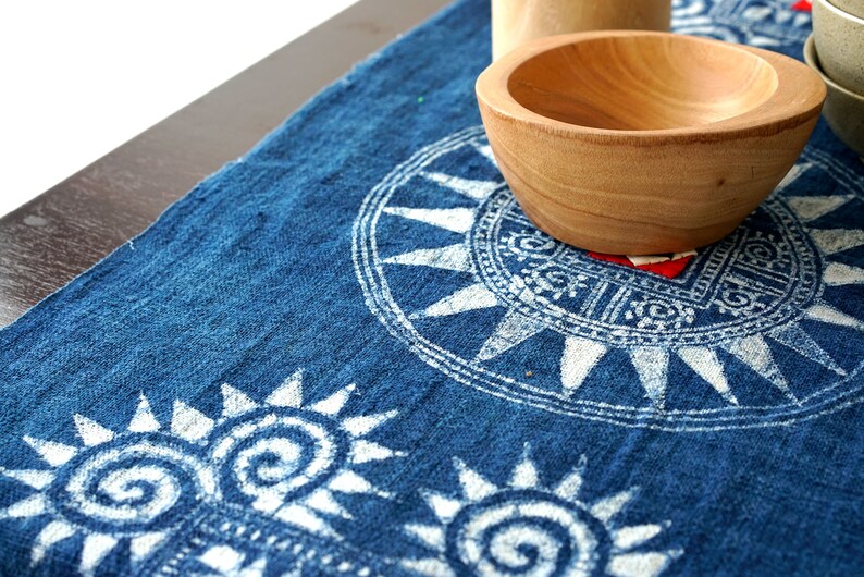 Indigo Batik Table Runner Naturally Dyed Table Linens - Etsy