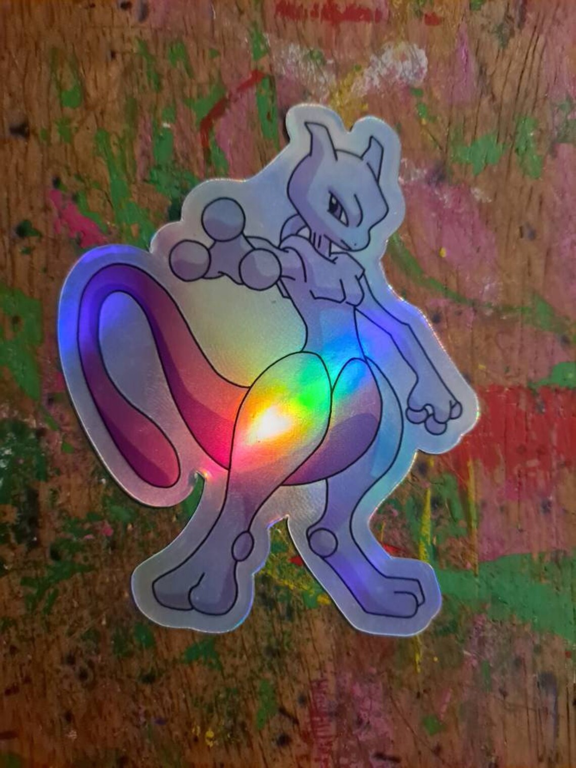 Holographic Mewtwo Pokémon Sticker | Etsy