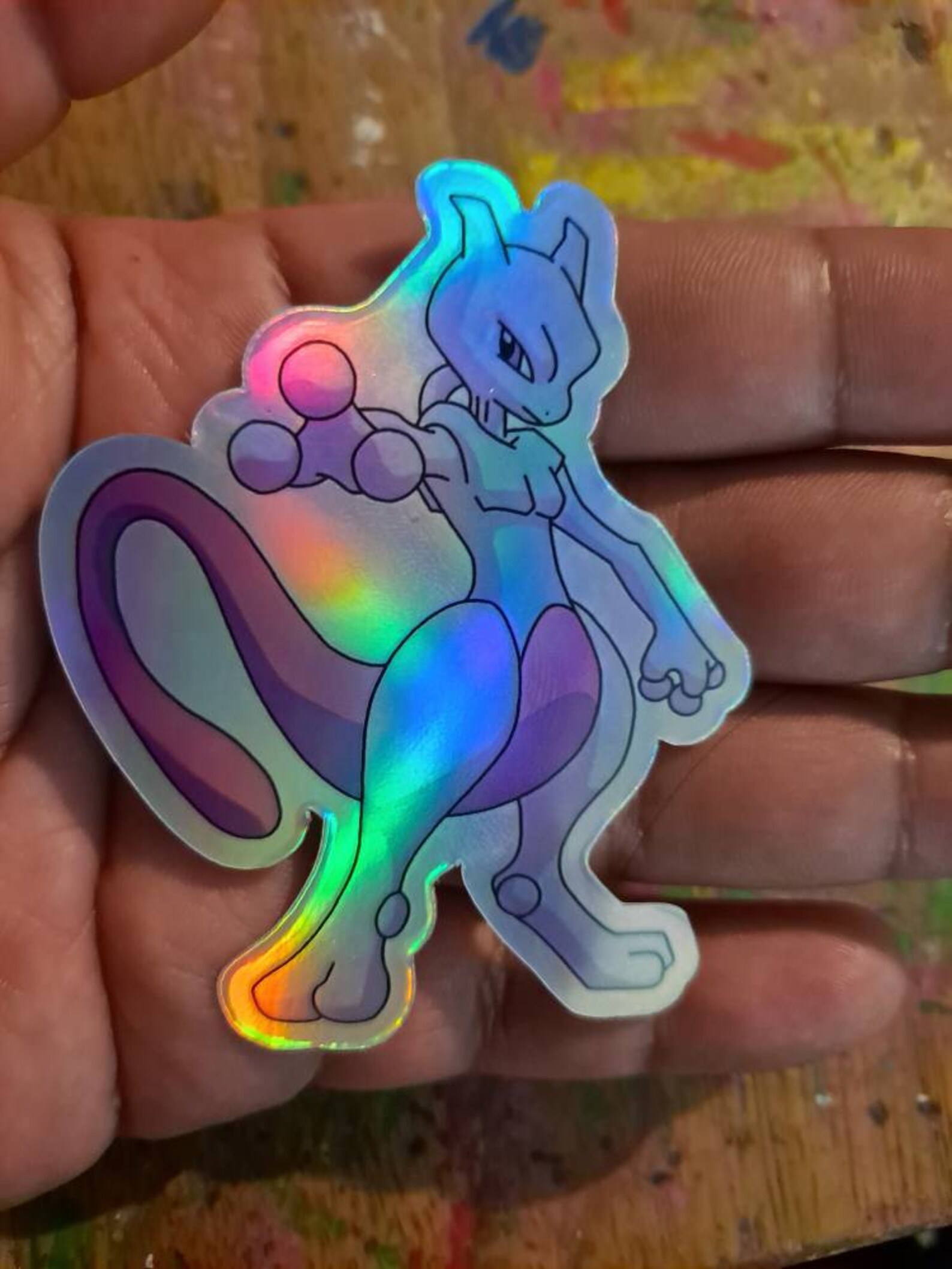 Holographic Mewtwo Pokémon Sticker | Etsy