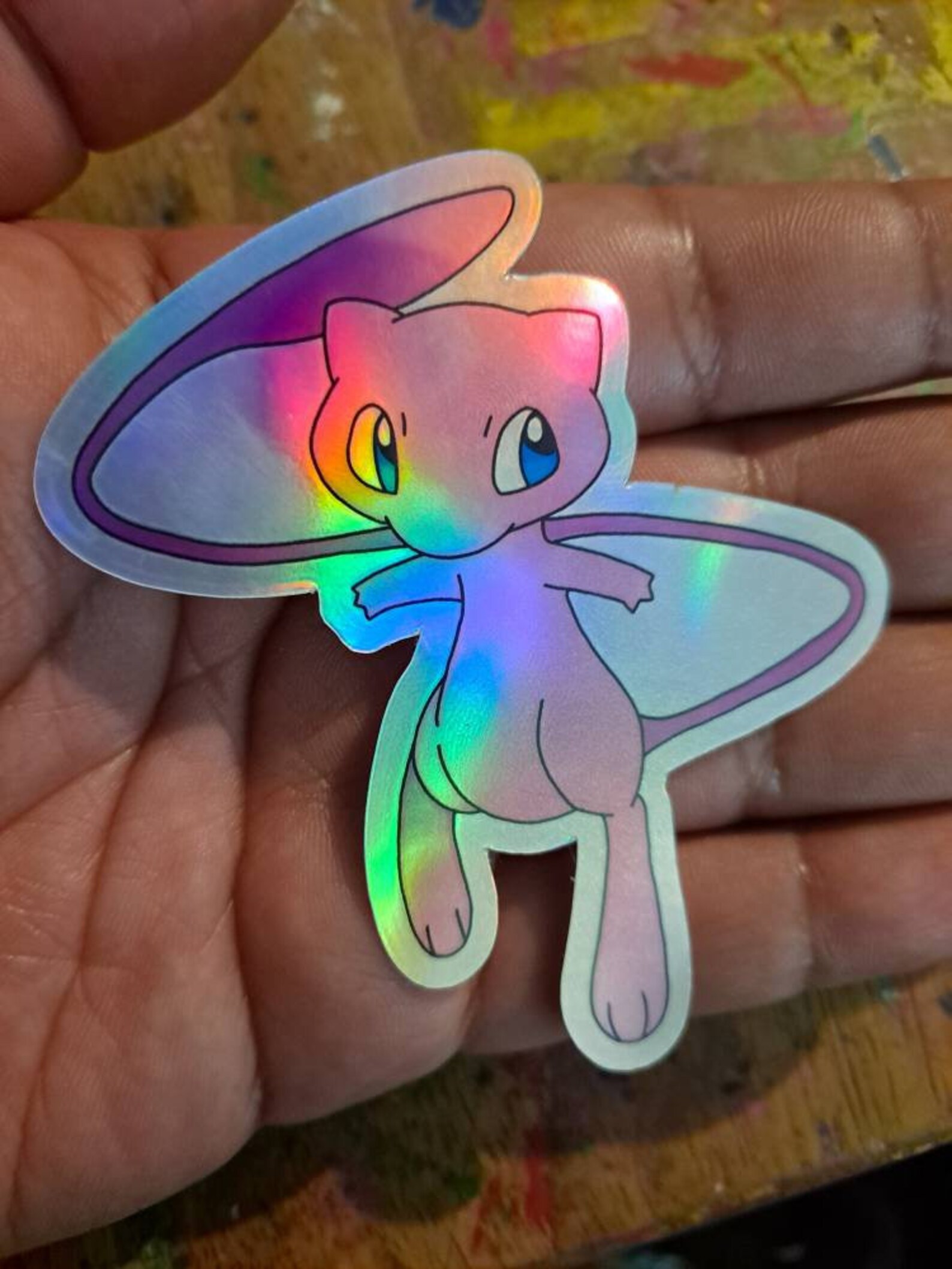 Mew Holographic Pokémon Sticker | Etsy Mew Holographic Pokémon Sticker | Etsy