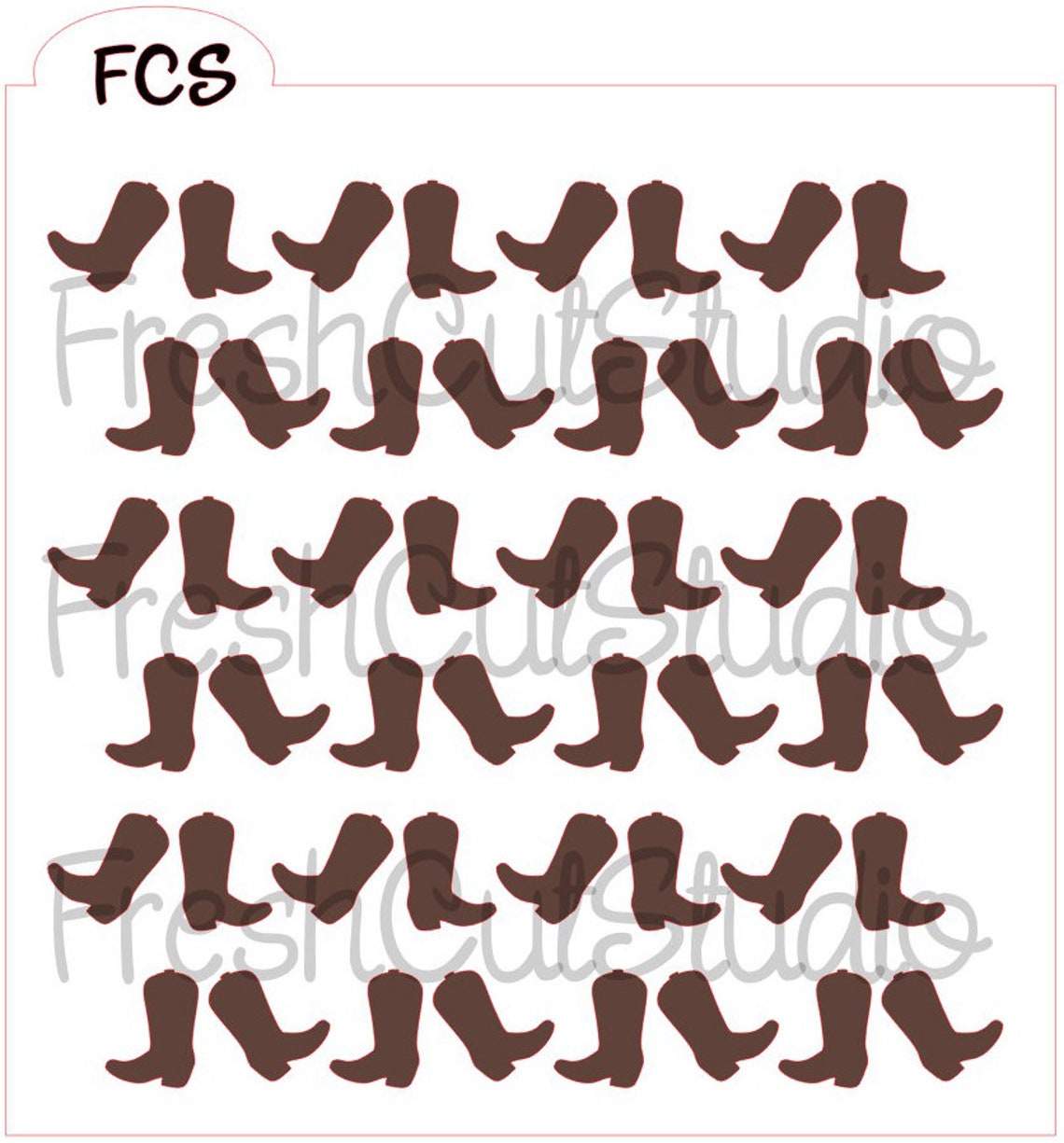 Cowboy Boot Background Stencil | Etsy