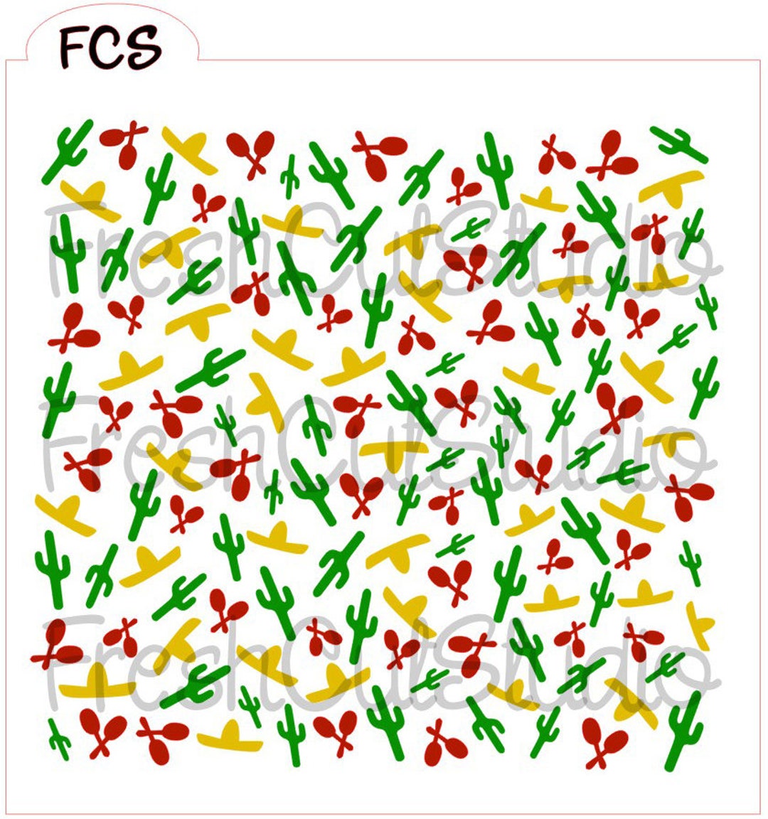 Fiesta 3 Part Background Stencil- Cookie Stencil - Etsy