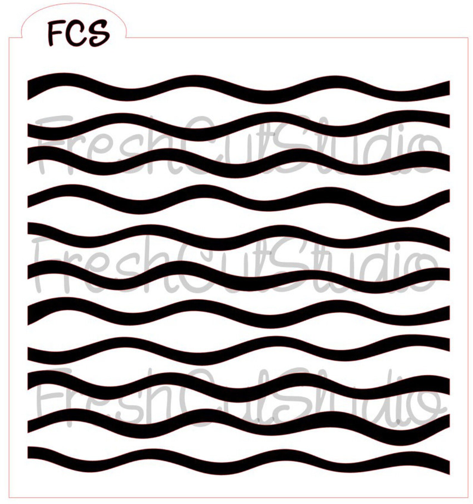 Wavy Lines Background Stencil Cookie Stencil | Etsy