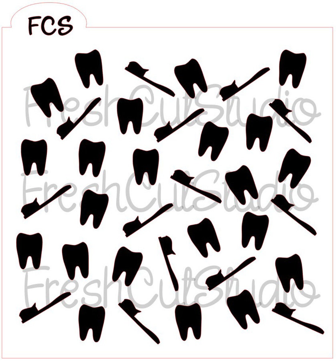 Toothbrush and Tooth Background Stencil- Cookie Stencil - Etsy