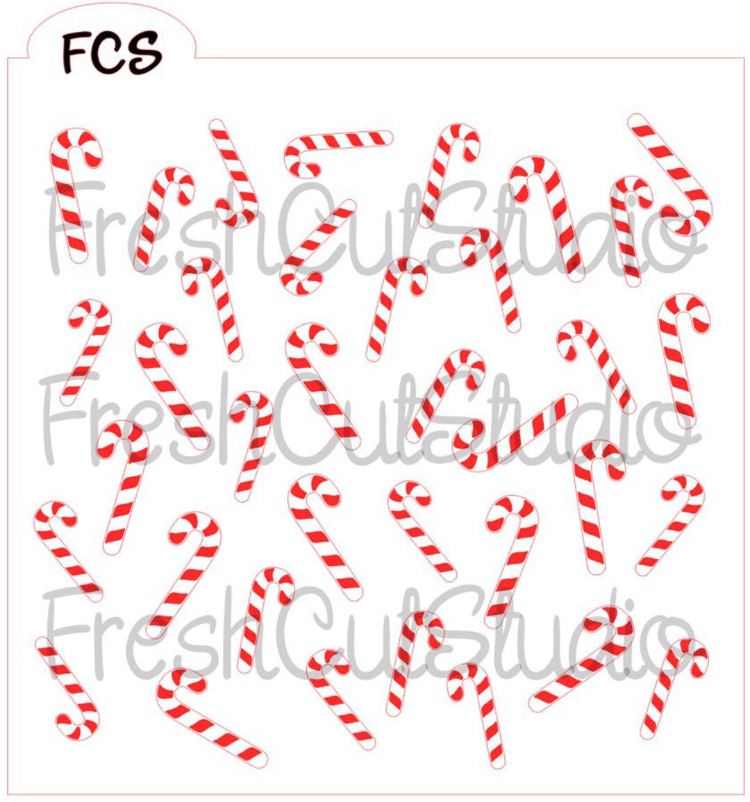 Candy Cane Scattered Background Stencil- Cookie Stencil - Etsy
