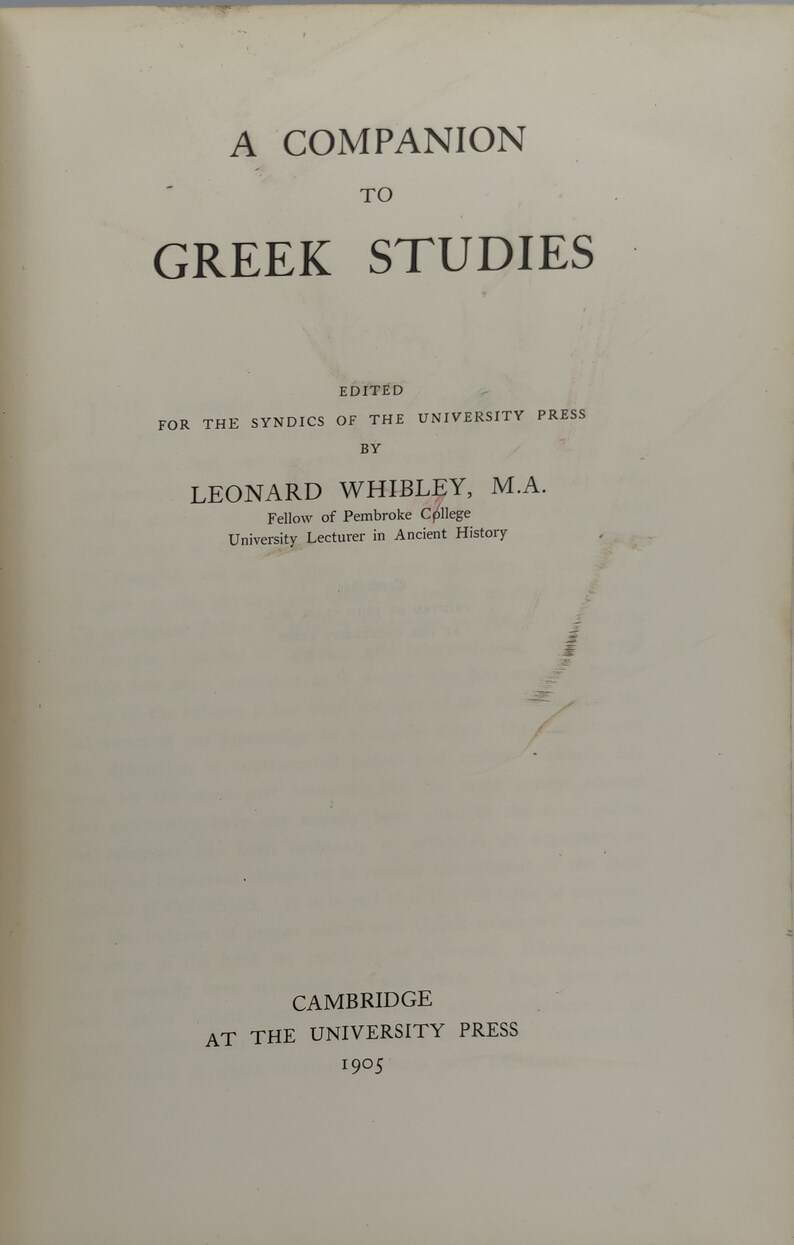 Rare Book First Edition Book Gift Book 1905 First Edition 'A Companion ...