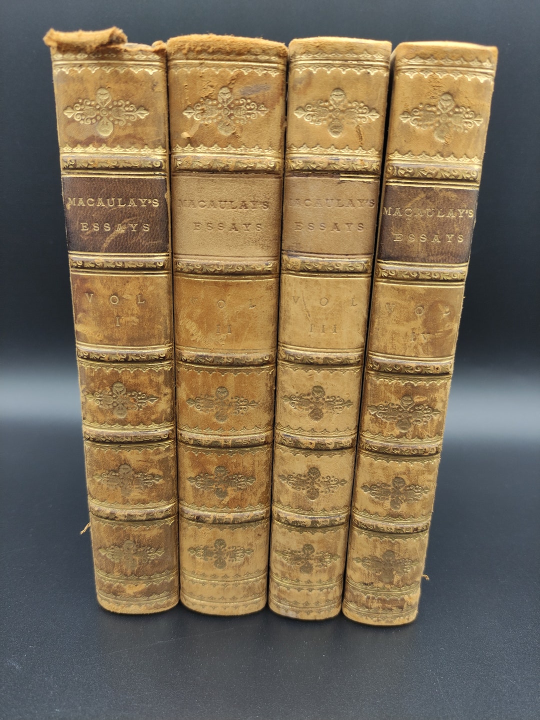 1889 4 Volumes of 28 Essays by Lord Macaulay. Lovely Rare and Compete ...