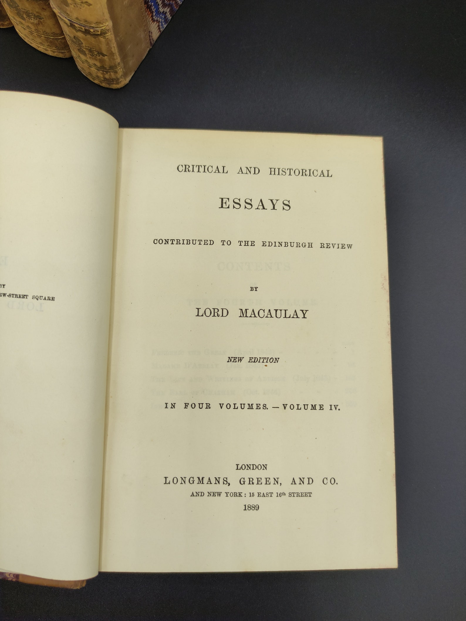 1889 4 Volumes of 28 Essays by Lord Macaulay Complete Book Collection ...