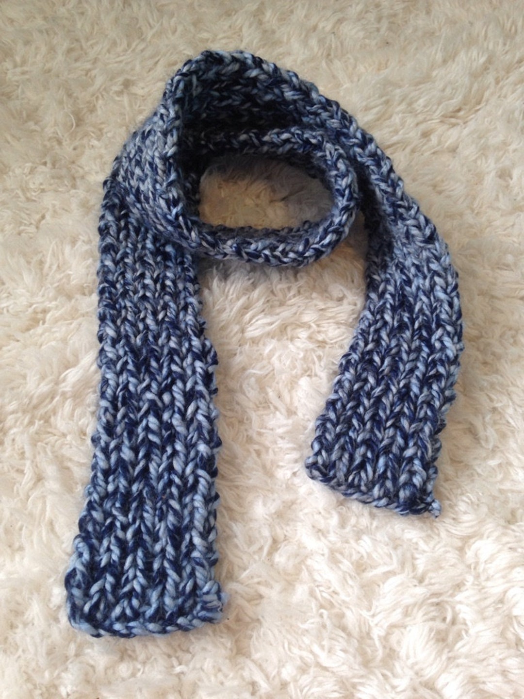Knitted Blue Scarf - Etsy