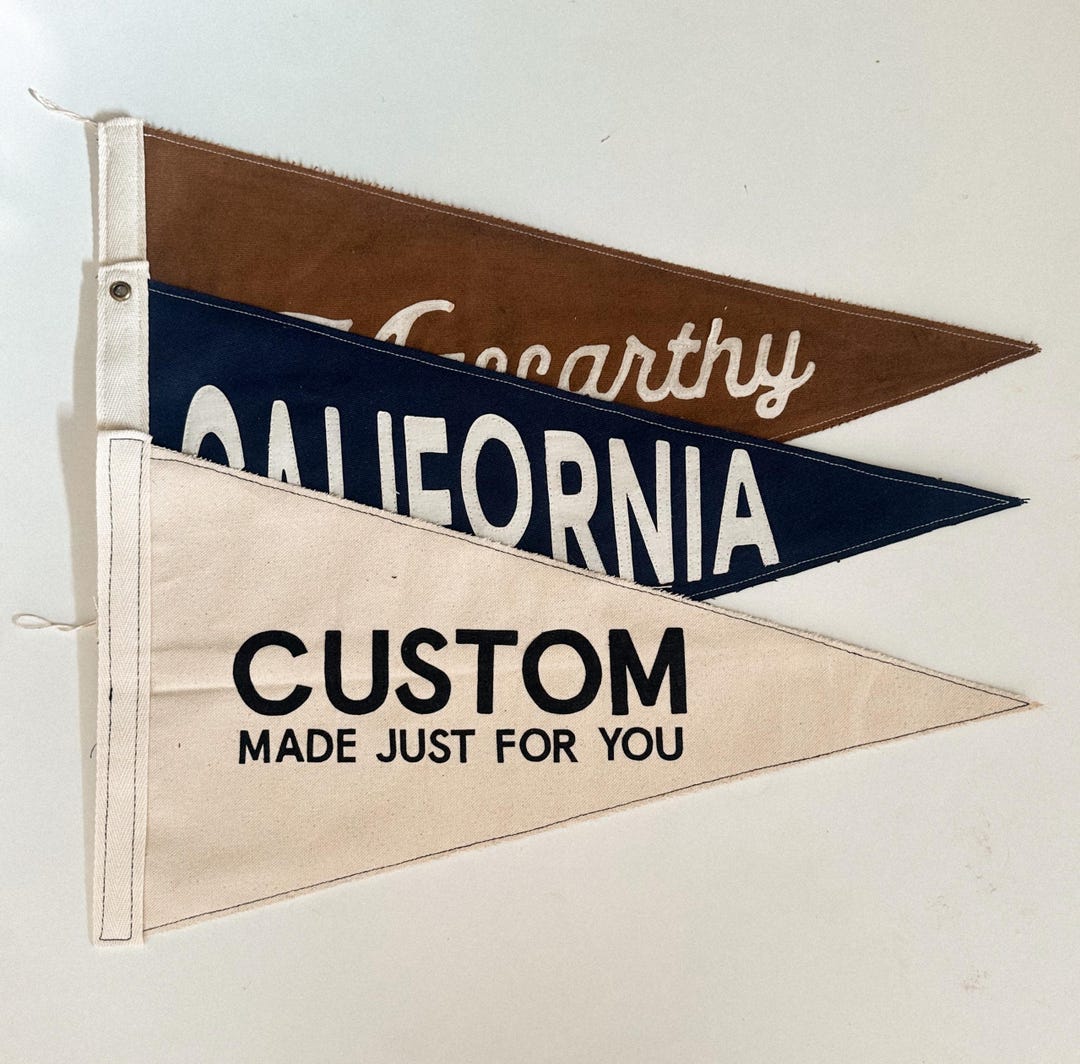 Stitched Canvas Pennant Flag With Custom Text, Vintage Style Wall Decor ...