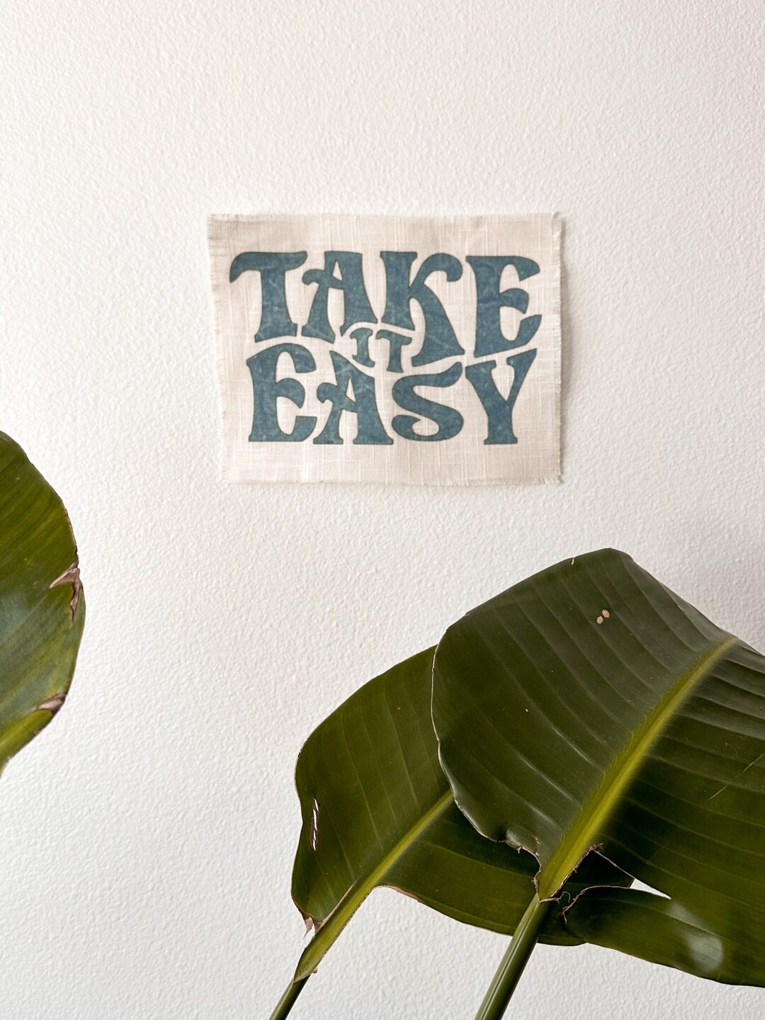 Retro Take It Easy Linen Wall Hanging, Custom Word Art Wall Hanging ...