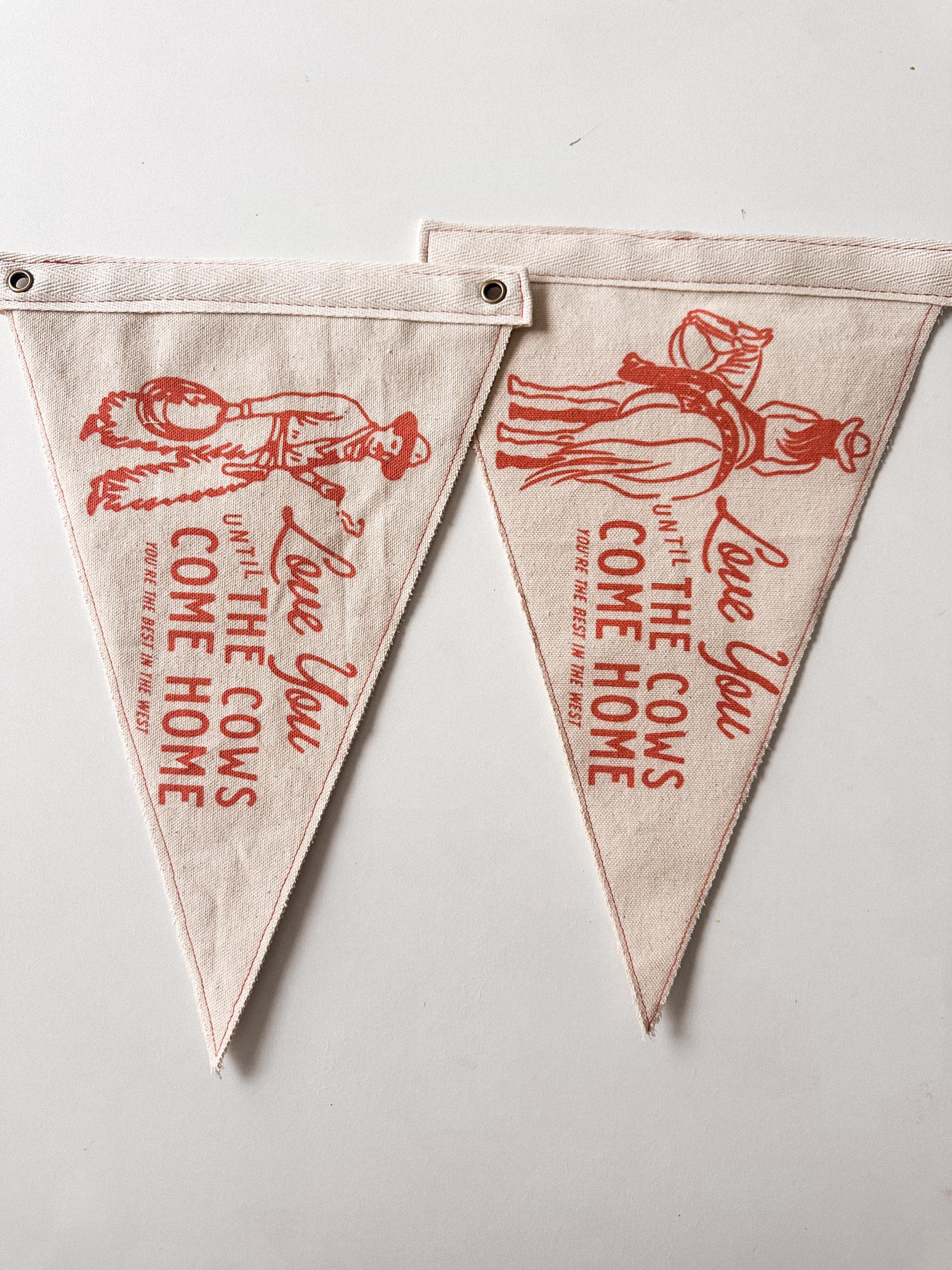 Hold Your Horses Pennant – Vintage Cowboy Canvas Banner, Rustic ...