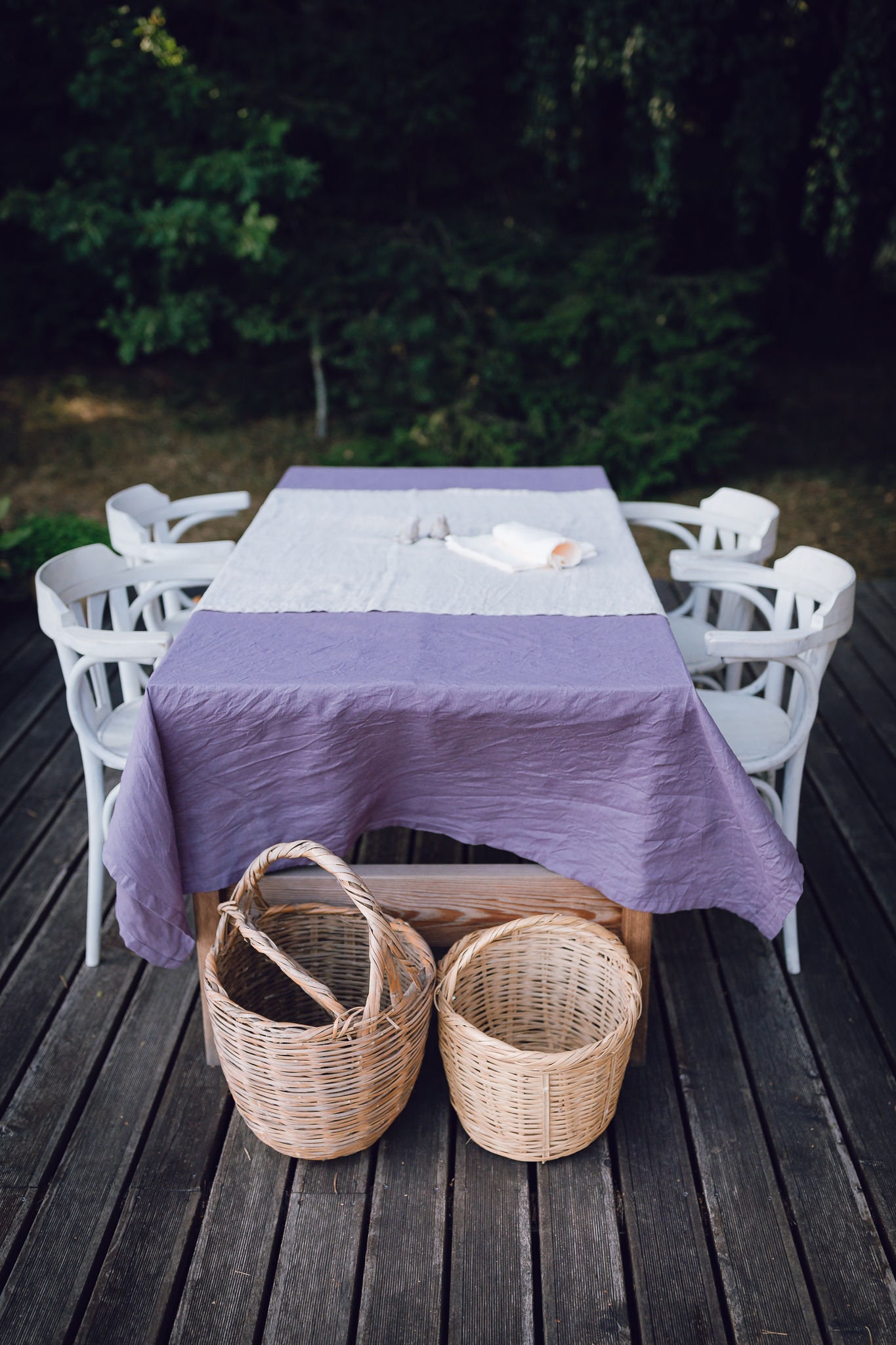 Dusty Lavender Linen Tablecloth. Natural Flax Tablecloth. Stonewashed ...
