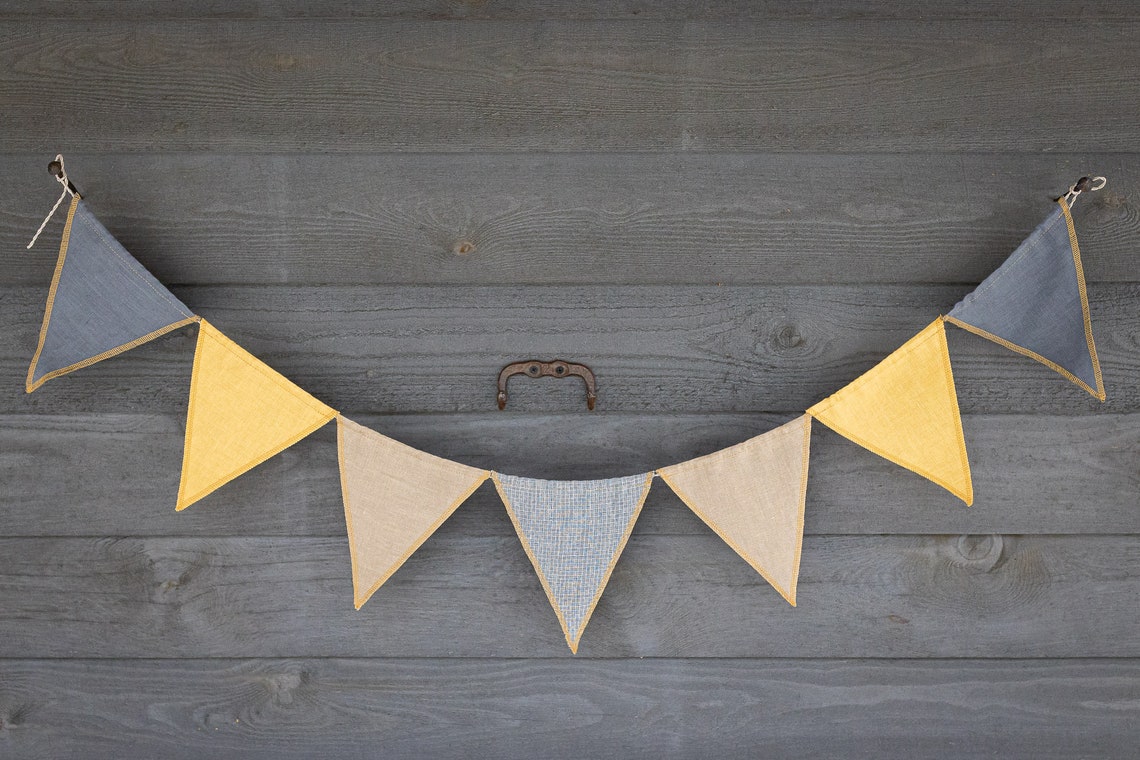 Linen Bunting Banner. Linen Bunting. Wedding Birthday - Etsy