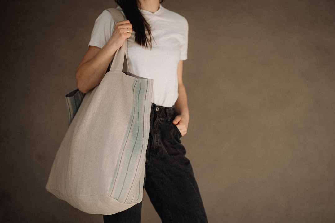 Large Linen Tote Bag, Handmade Oversized Beach Bag - Etsy