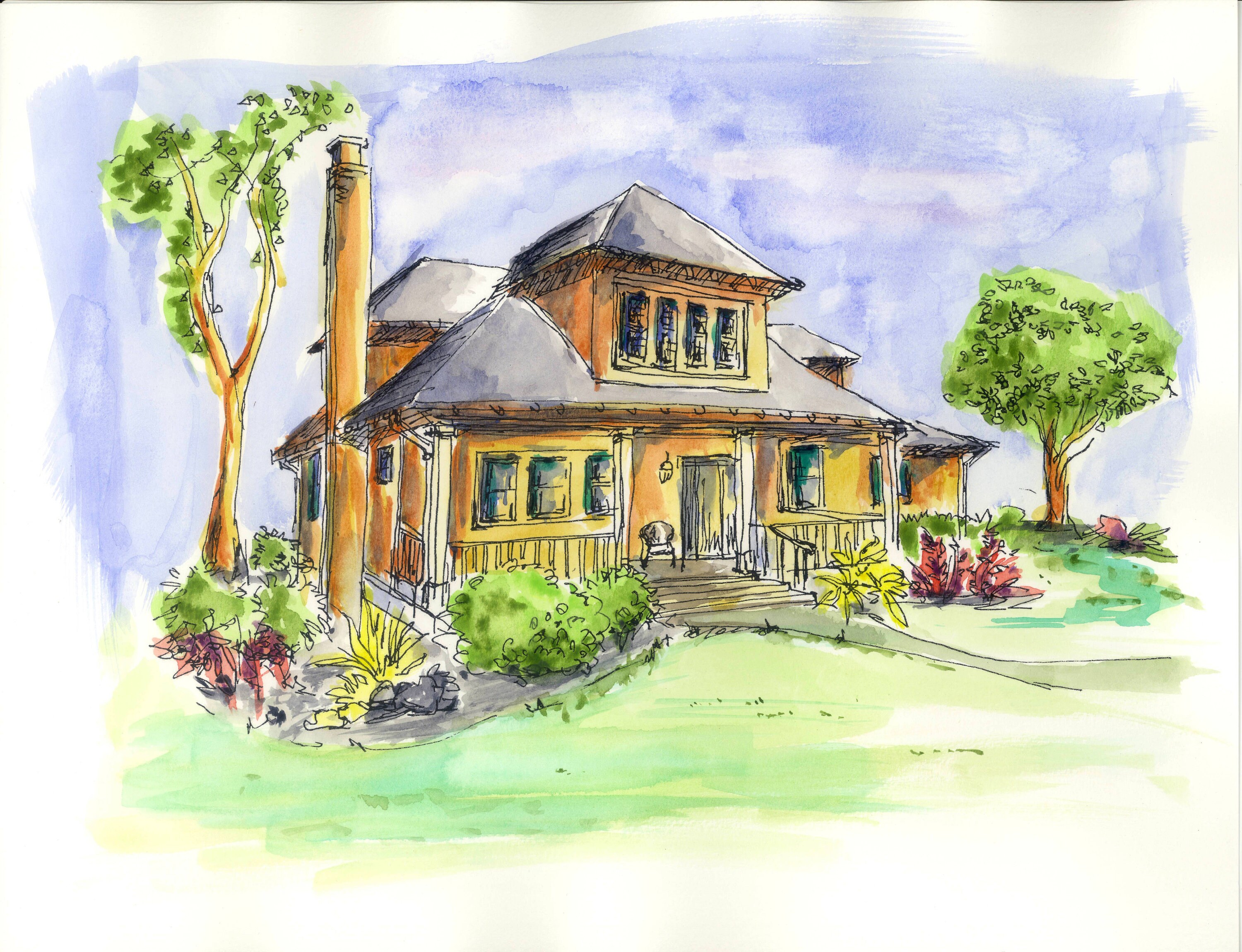 Custom Painting of Your Home Original Watercolor Painting | Etsy