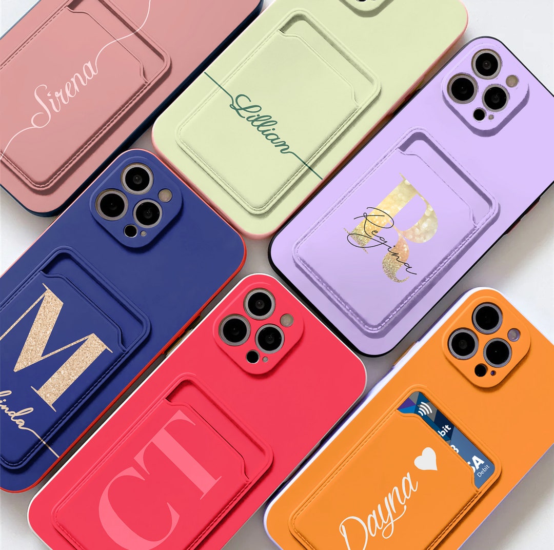 Custom Name Card Pocket Case for iPhone 14 Plus 15 13 Pro Max 12 Mini ...