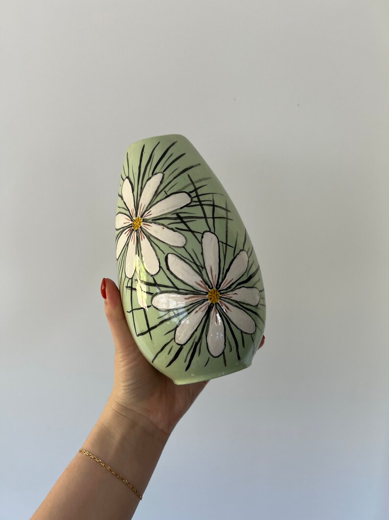 Vintage Hand Painted Ceramic Vase - Etsy